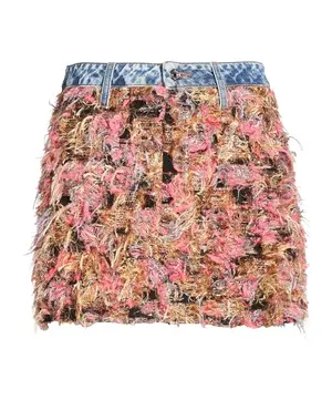 Dolce & Gabbana Embellished Denim Mini Skirt With Fringe