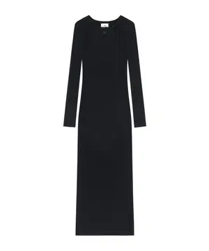 COURREGES Cut-out Ribbed Long Dress - Black