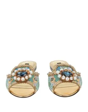 Dolce & Gabbana Embellished Jacquard Slide Sandals