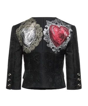 Dolce & Gabbana Embellished Jacquard Crewneck Coat