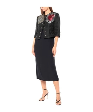 Dolce & Gabbana Embellished Jacquard Crewneck Coat