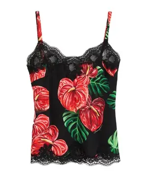 Dolce & Gabbana Floral Print Camisole With Lace Trim