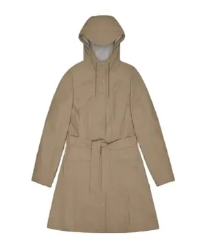 Rains Zipper Hooded Raincoat With Belt