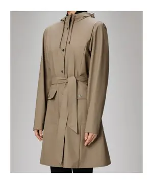 Rains Zipper Hooded Raincoat With Belt