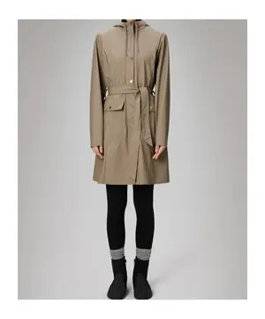 Rains Zipper Hooded Raincoat With Belt