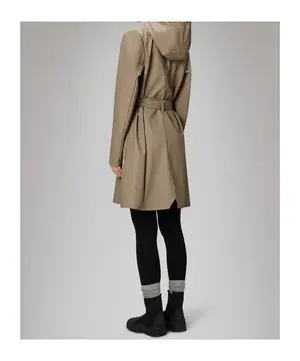 Rains Zipper Hooded Raincoat With Belt