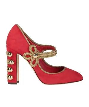 Dolce & Gabbana Embellished Suede Mary Jane Block Heel Pumps