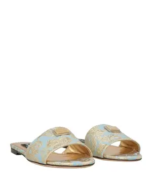 Dolce & Gabbana Floral Print Metallic Jacquard Slide Sandals