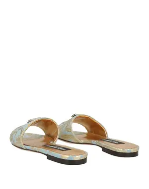 Dolce & Gabbana Floral Print Metallic Jacquard Slide Sandals