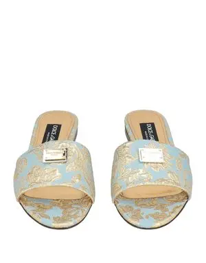 Dolce & Gabbana Floral Print Metallic Jacquard Slide Sandals