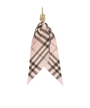 Burberry Check Silk Scarf Charm - Pink