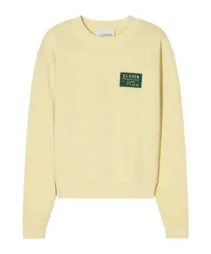 Closed Crewneck Sweatshirt With Patch Detail - Yellow