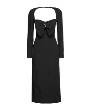 Jacquemus Flared Midi Dress With Bow Detail - Black