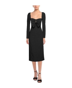 Jacquemus Flared Midi Dress With Bow Detail - Black