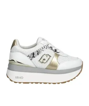Liu Jo Lace-up Sneakers With Snake Print Detail - White
