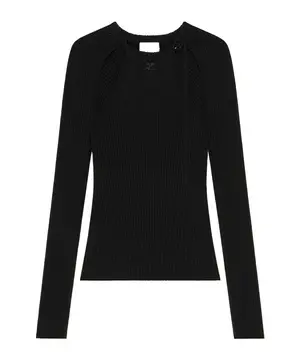 COURREGES Long-sleeve Cut-out-detail T-shirt - Black