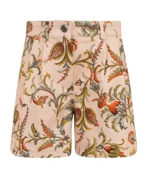 Etro Cotton Shorts With Leafy Floral Print
