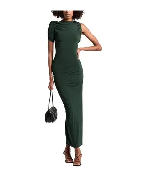 Jacquemus Draped Sleeveless Boat Neck Sheath Dress