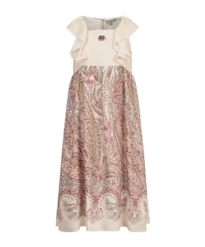 Etro Satin Jacquard Long Dress With Floral Paisley Print