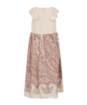 Etro Satin Jacquard Long Dress With Floral Paisley Print