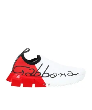 Dolce & Gabbana Letter Print Sock Sneakers - White