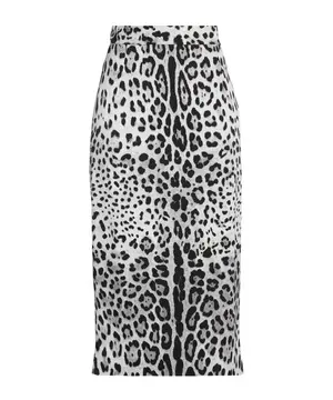 Dolce & Gabbana Leopard Print Crepe Pencil Midi Skirt
