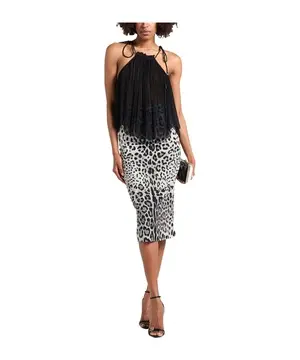 Dolce & Gabbana Leopard Print Crepe Pencil Midi Skirt