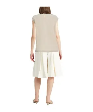 Brunello Cucinelli Sleeveless Turtleneck Top With Embellished Detachable Application - Nude