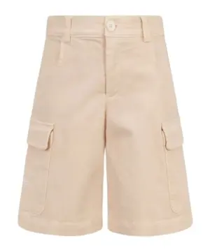 Etro Stretch Cotton Cargo Bermuda Shorts With Logo - Nude