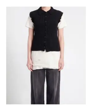 MAISON MARGIELA Two-tone Knit Short-sleeve Top