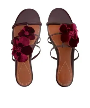 Zimmermann Orchid Slide Floral-appliqué Sandals - Brown