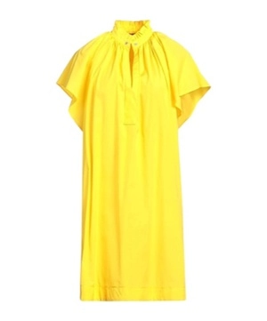 Max Mara Poplin Dress With Appliqués And Ruffles - Yellow