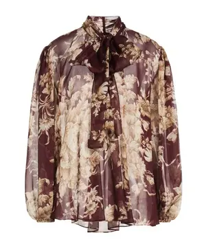 Dolce & Gabbana Floral Print Chiffon Bow Shirt