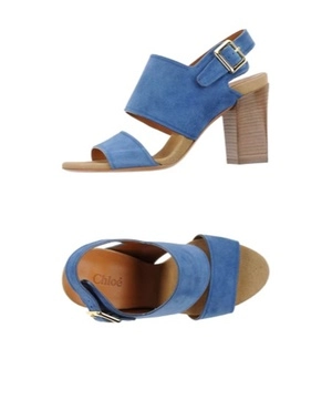 Chloé Solid Color Round-toe Block Heels - Blue