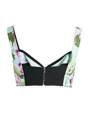 Dolce & Gabbana Floral Print Sweetheart Neckline Cropped Top