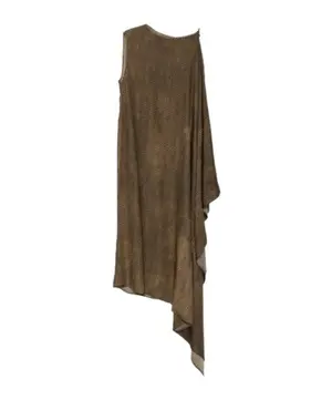 UMA WANG Geometric-print Draped Asymmetric Dress - Brown