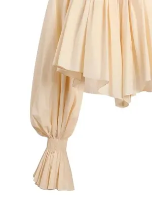 Khaite Durer High Neck Blouse With Gathered Cuffs - Nude