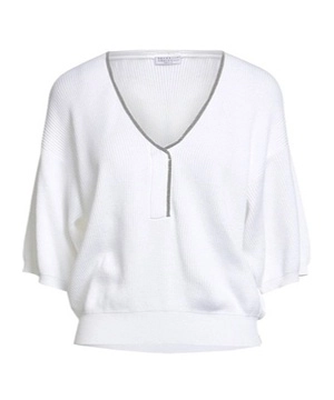 Brunello Cucinelli Solid-color Knitted Short-sleeved Shirt - White
