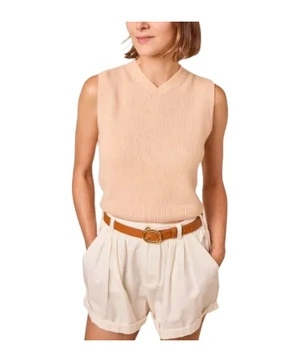 DÔEN Sleeveless V-neck Vest - Nude