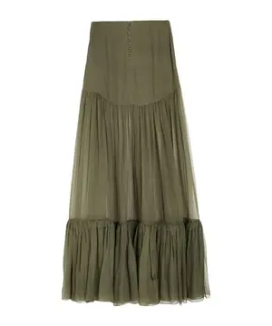Saint Laurent Simple Solid-colored Flare Skirt - Green