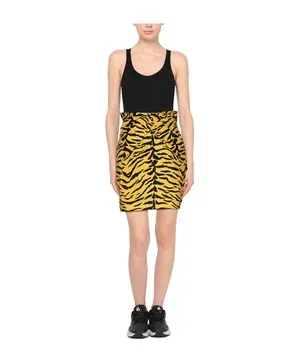 Saint Laurent Zebra Print Crepe Mini Skirt
