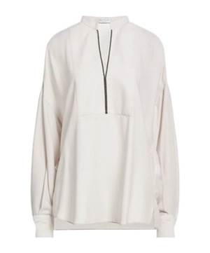 Brunello Cucinelli V-neck Long-sleeved Shirt - Grey