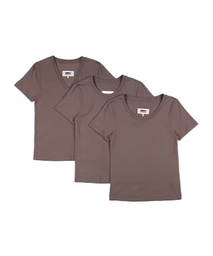 MAISON MARGIELA Solid Crew Neck Short Sleeve T-shirt - Gray