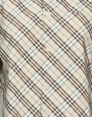 Burberry Short-sleeve Checkered Poplin Shirt With Embroidered Logo