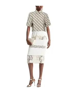 Burberry Short-sleeve Checkered Poplin Shirt With Embroidered Logo