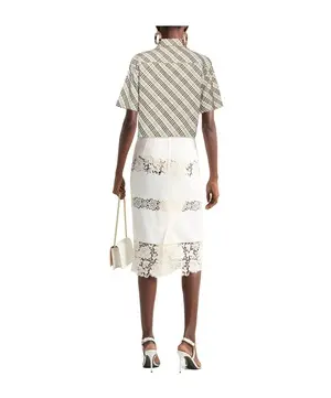 Burberry Short-sleeve Checkered Poplin Shirt With Embroidered Logo