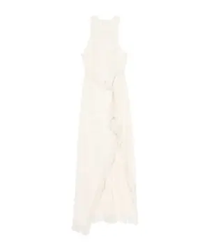 Nanushka Rayen Frayed Draped Midi Dress - White
