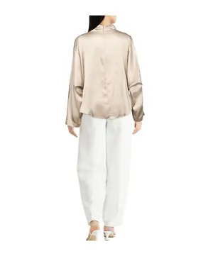 Brunello Cucinelli Silk Turtleneck Long Sleeve Top