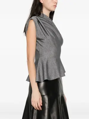 Khaite Aimee One-shoulder Draped Peplum Blouse - Gray