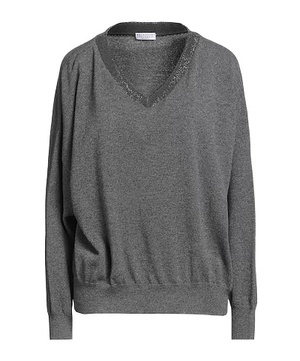 Brunello Cucinelli Lightweight Cashmere Knit V-neck Sweater With Sequins